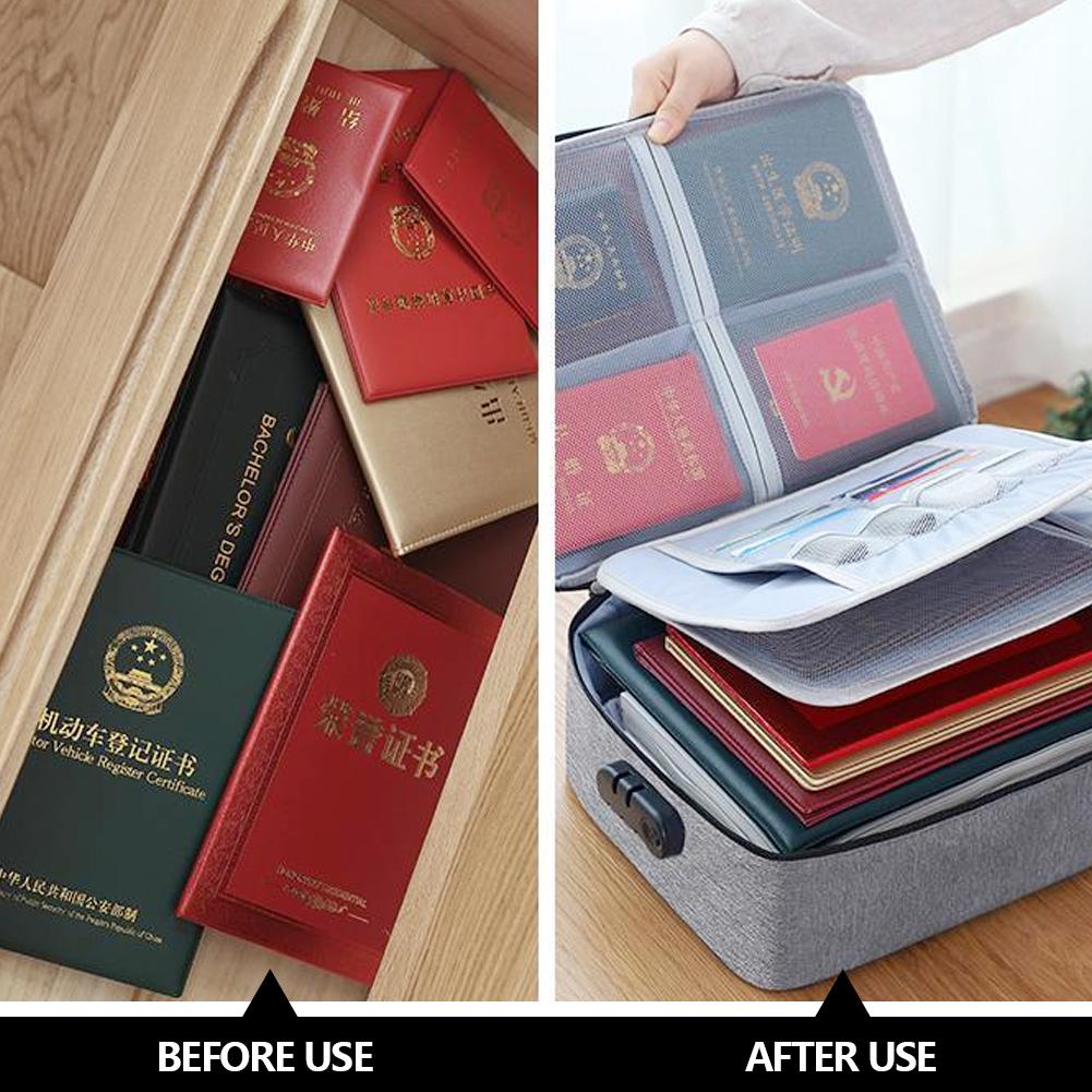 Buy Large Capacity Multi-Layer Document Tickets Storage Bag with Lock ...