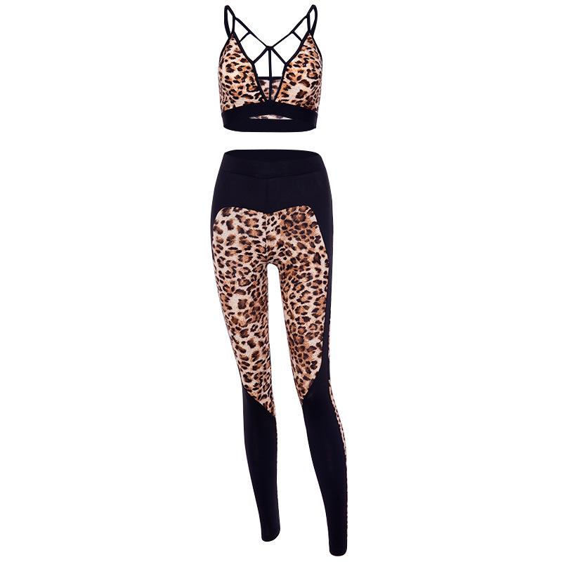 Buy Leopard Print Women Yoga Sets Sportswear Tracksuit Running Clothing ...