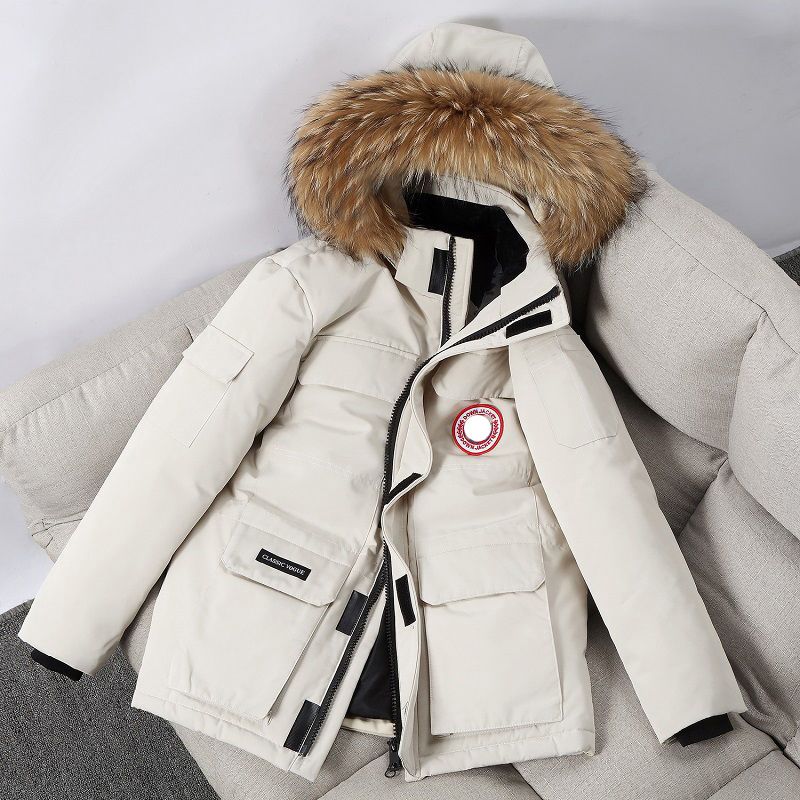 Buy Down Jacket Men's Winter Couples Big Hair Collar Work Clothes Coat ...