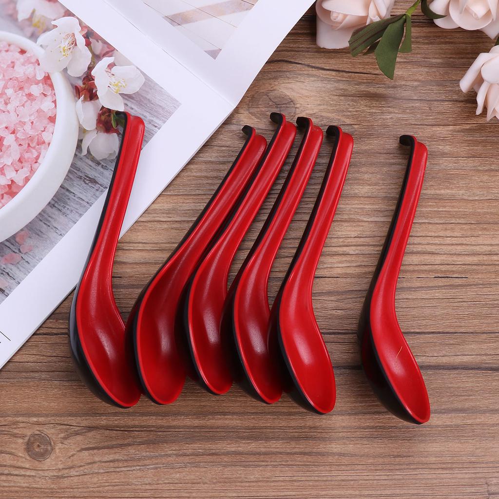 Buy Set of 6 Ramen Noodle Soup Spoons Long Handle Japanese Asian ...