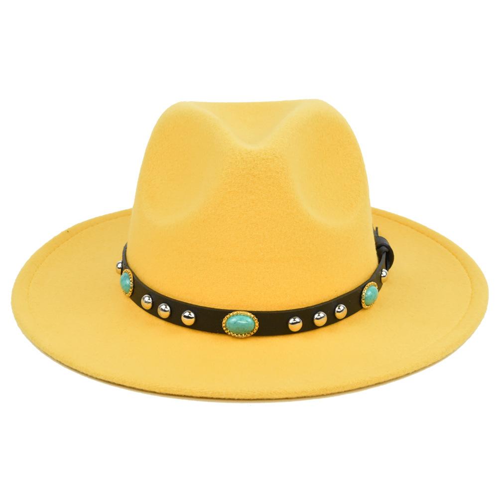 Buy Autumn and Winter New Woolen Top Hat Flat Brim Broad-Brimmed Hat ...