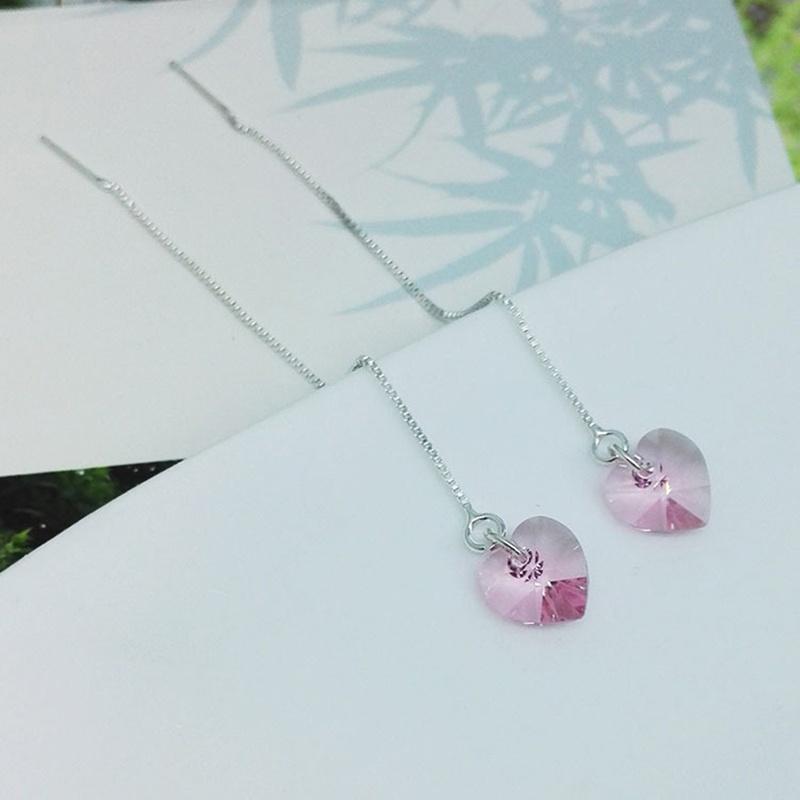 Buy Women Fashion Crystal Drop Earrings Prevent Allergy Earrings 925 ...