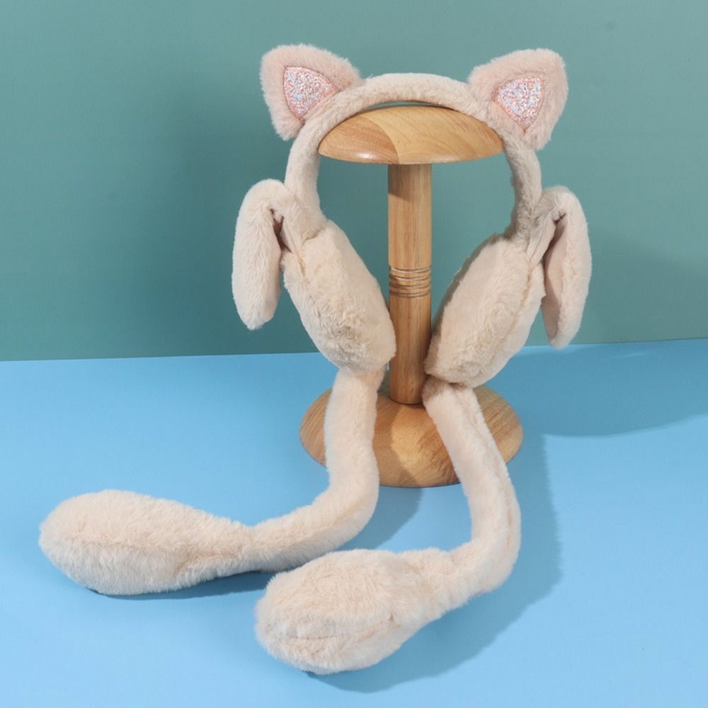 Buy Color Kids Ear Flap Earwarmer Moving Earmuffs Funny Plush Cat ...