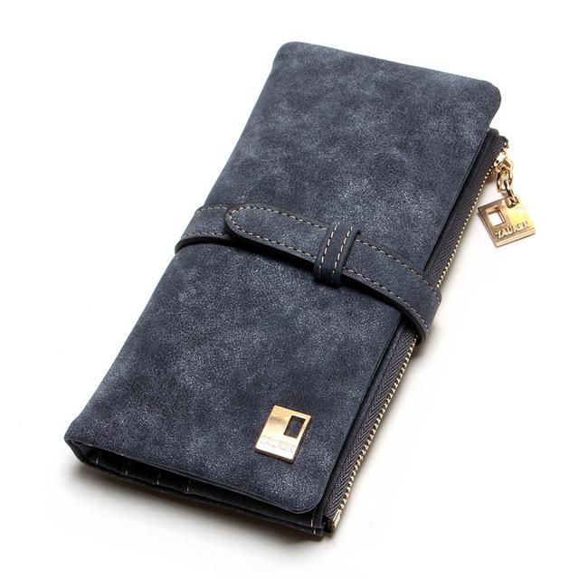 Cheaper!! Fashion Women Wallets Drawstring Nubuck Leather Zipper Wallet ...