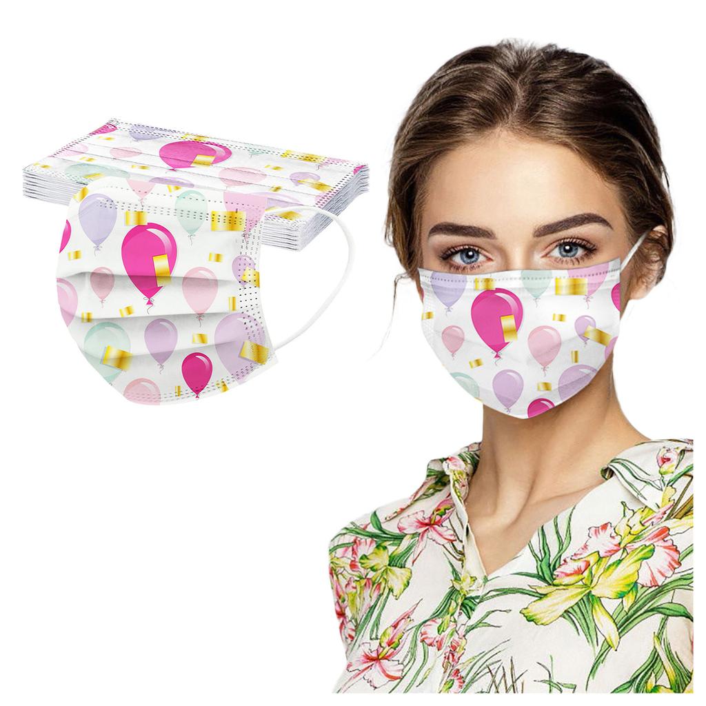 Buy 50PCS Adult's Mask Happy Birthday Disposable Face Mask 3Ply Ear ...