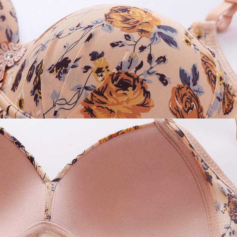 Buy Plus Size Bra Big Cup for Women Floral Printing Bras Push Up Bra ...