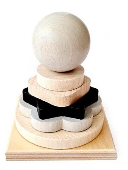 Buy Hess 14967 stacking wooden toy with discs in different shapes ...