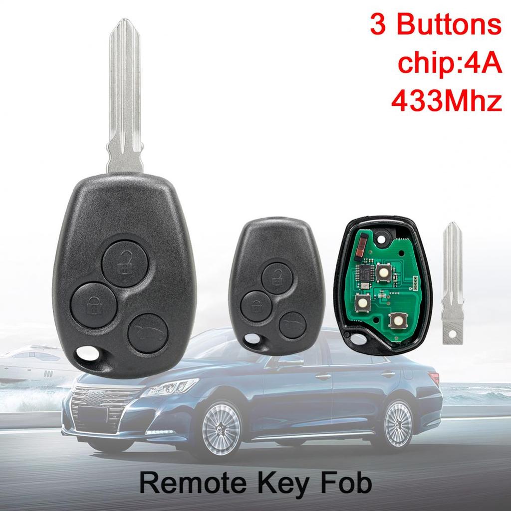 3 Buttons 433MHz Smart Remote Car Key Fob with 4A Chip Fit for Renault ...