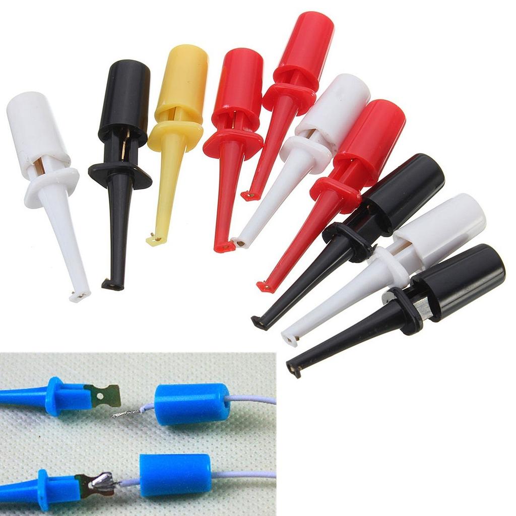 10Pcs Multimeter Lead Wire Test Probe Hook Clip Set Grabbers Connector ...