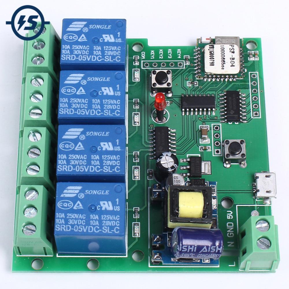 Buy Wifi Relay Module 220V 4 Channel Phone APP Wireless Remote Control ...