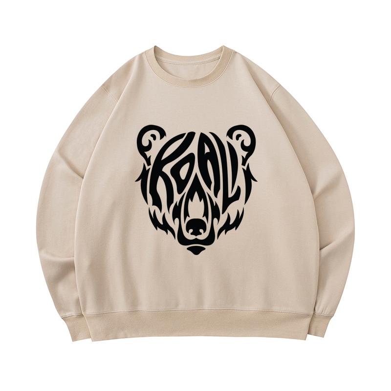 💰Kaufe Men's 300 GSM 100% Cotton Sweatshirt Bearface Solid Black Print ...