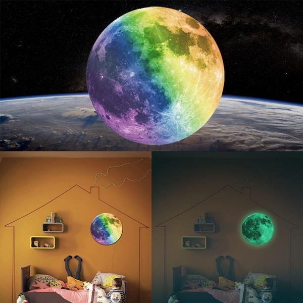 Buy 30cm Large Moon Glow in the Dark Luminous Wall Sticker Home ...