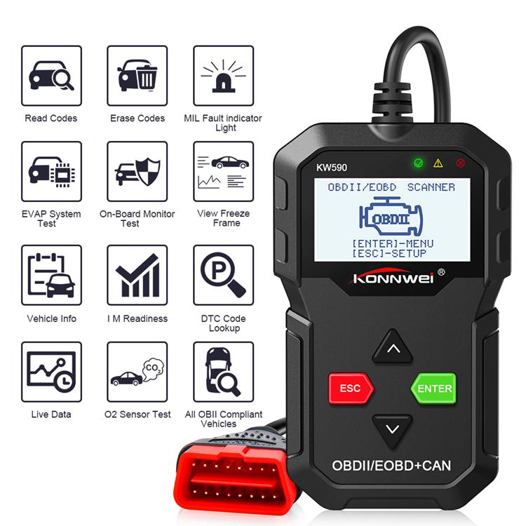 KW590 OBD2 CAN BUS Engine Code Reader OBDII Auto Detector Scanner Car ...