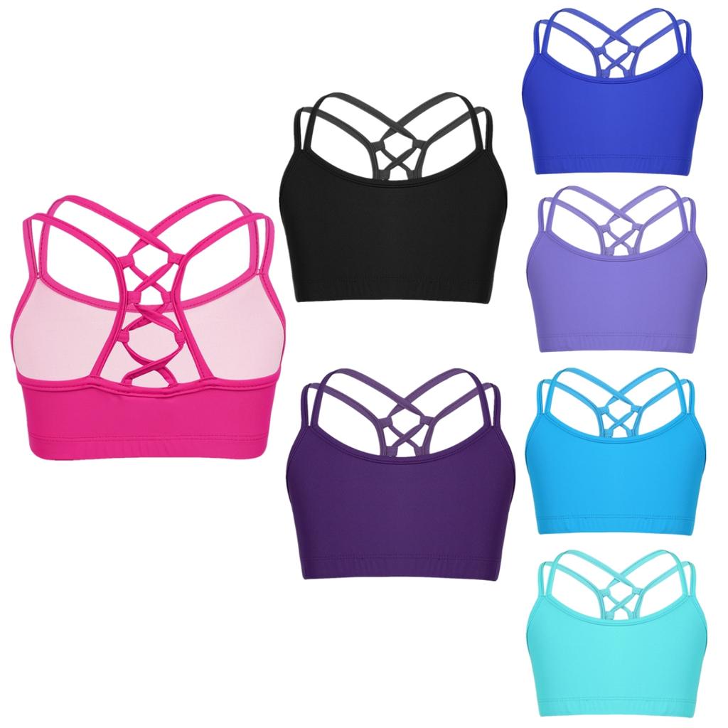 Buy Kids Girls Camisole Criss Cross Back Sport Training Bra Yoga ...