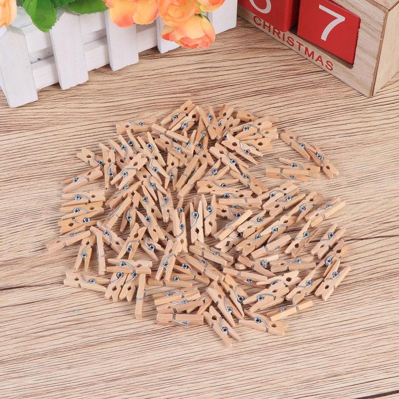 Buy 100Pcs Wooden Photo Paper Peg Clothes Pegs Pins Craft Clips at ...