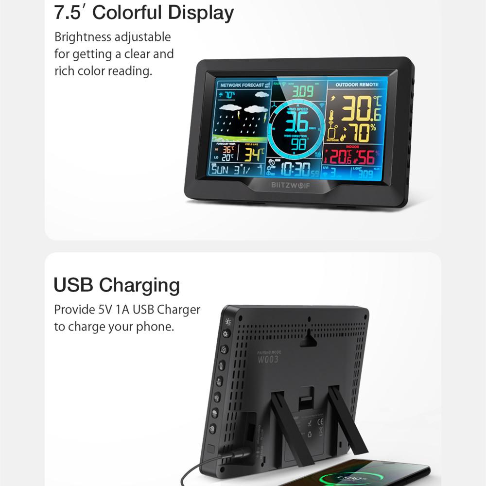 BlitzWolf® BW-WS03 Çok Fonksiyonlu Wi-Fi Hava İstasyonu Çok Özellikli ...