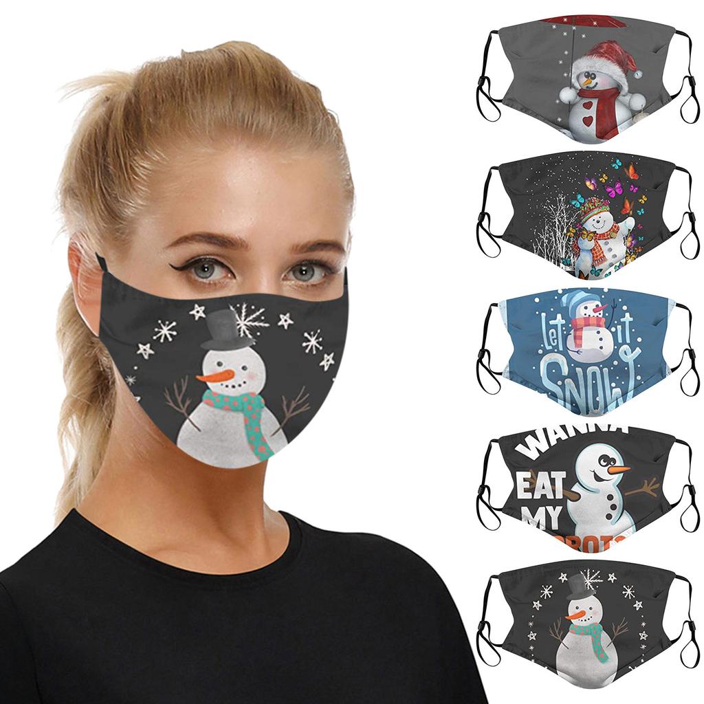 Buy 5Pcs Christmas Adult Masks Breathable Face Mask Washable Cotton ...