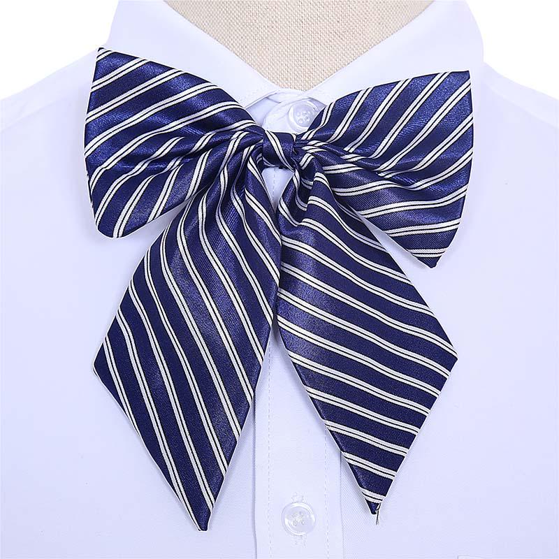 Buy Women Bow Ties Striped Butterfly Stewardess Silk Cravat Fashion ...