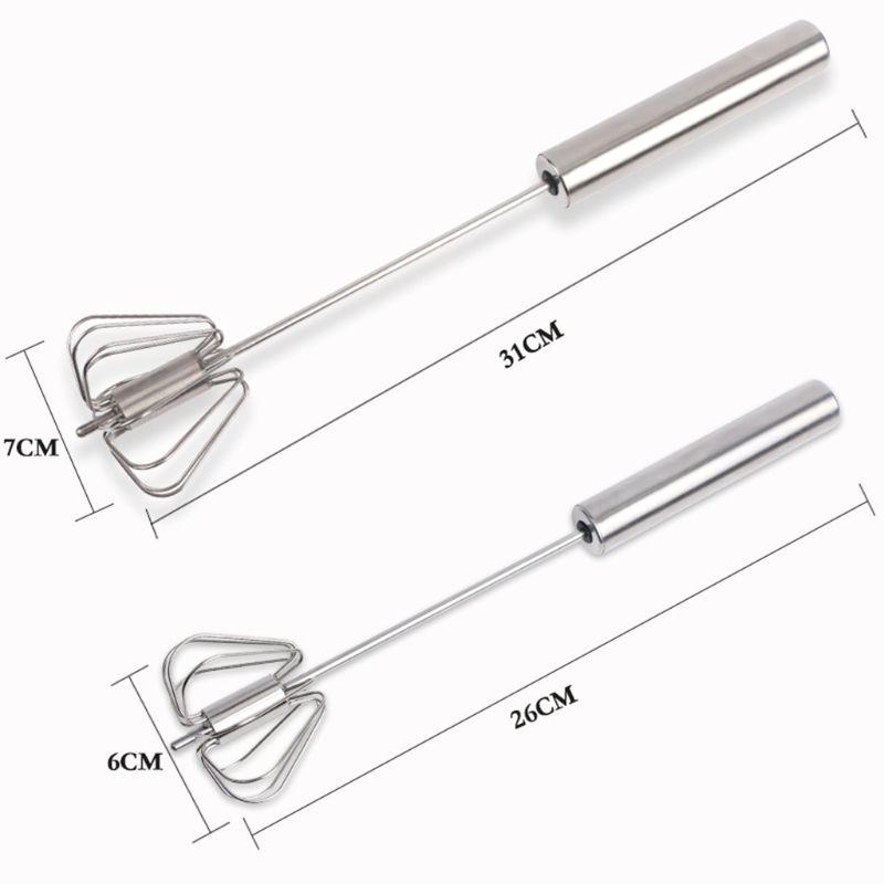 Buy 10/12" Stainless Steel Manual Egg Whisk Hand Push Egg Beater Mixer ...
