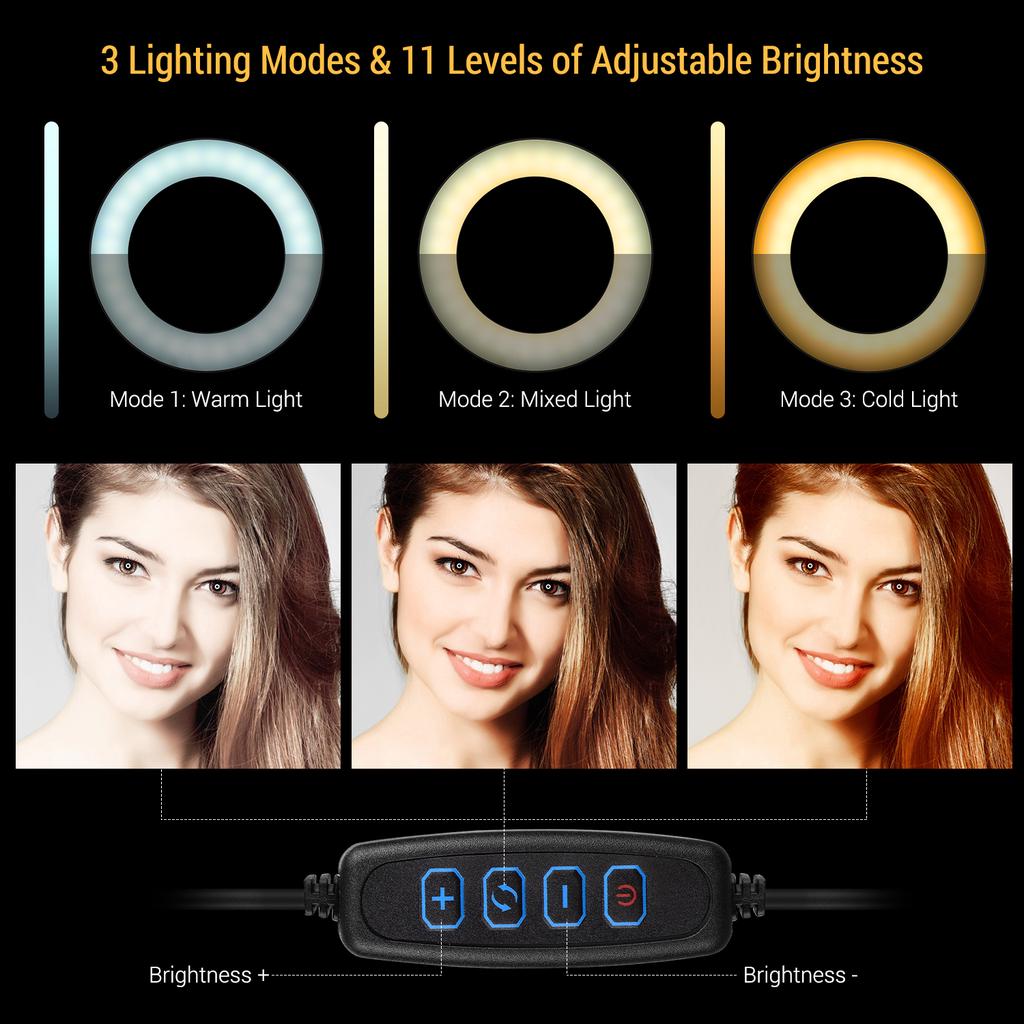 Buy 16cm6inch Mini LED Ring Light Fillin Lamp USB Powered 3 Lighting ...