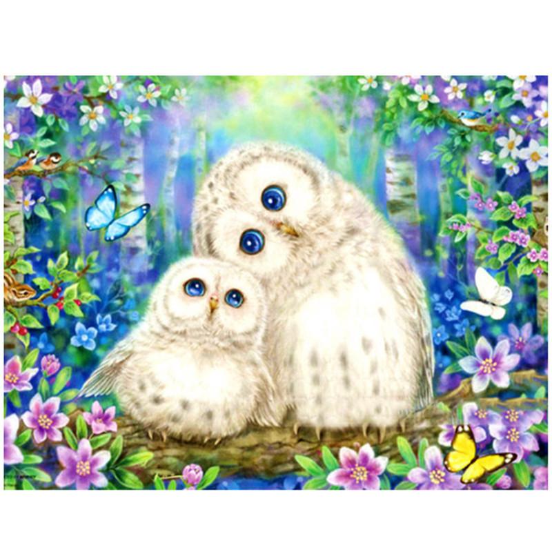 Cheap Full 5D Diy Diamond Painting Owls snuggling Embroidery Full Lay ...