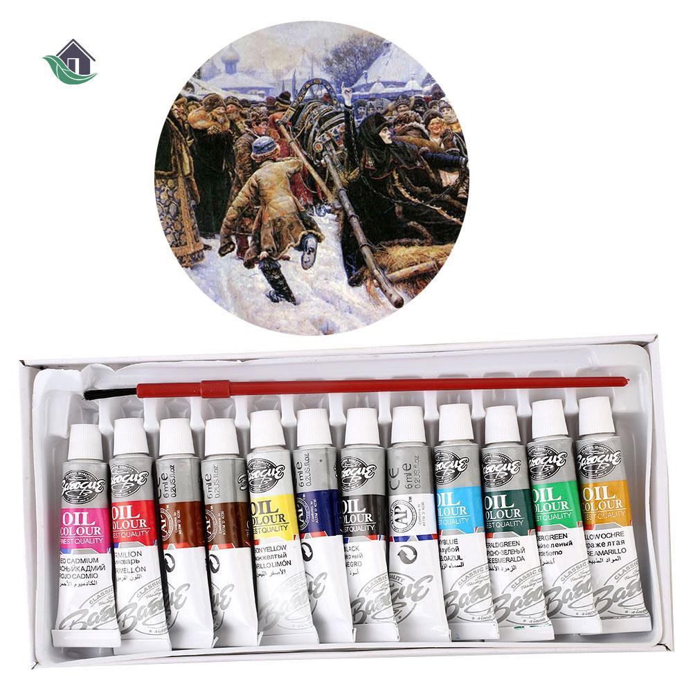 Buy 12 Colors 6ml Draw Watercolor Gouache Oil Painting Tube Brush Pen ...