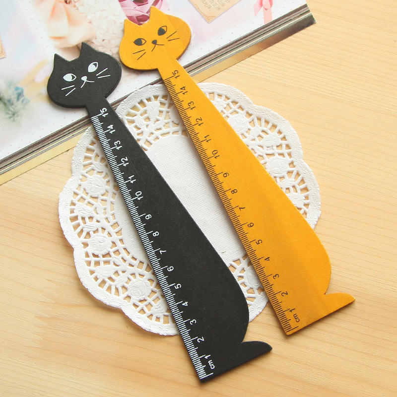 1pc Korea Kawaii Cute Cat Kitty Face Stationery Wood Ruler Sewing Ruler ...