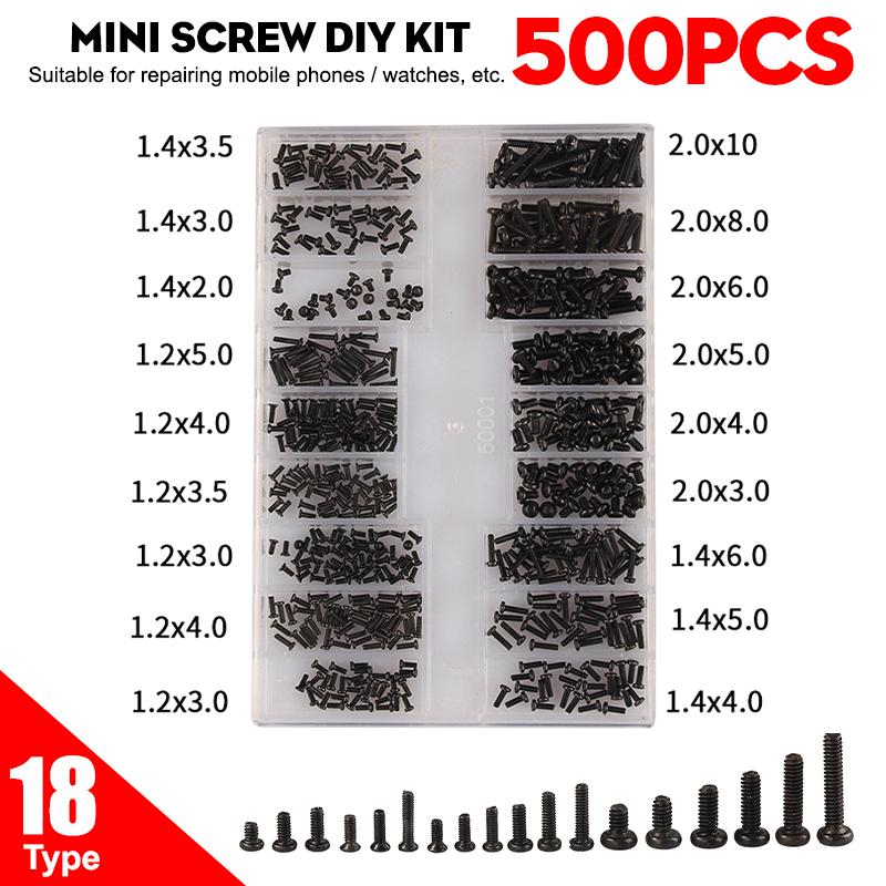 Buy 500Pcs 18 Types Mini Screw Flat Head Phillips Screws Laptop ...