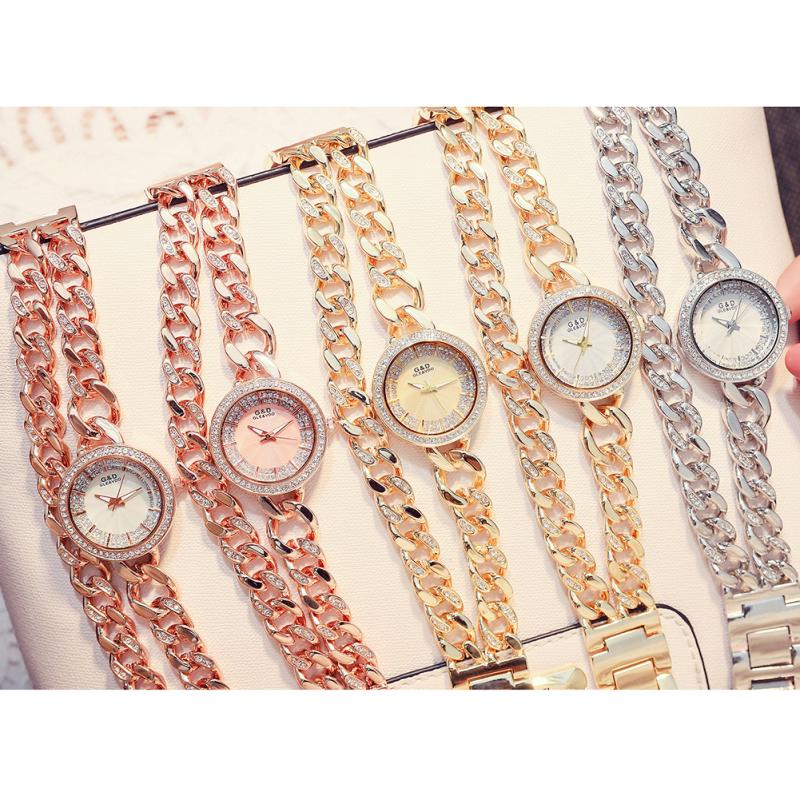 Buy Women Luxury Double Chain Bracelet Watches Alloy Watch Band Quartz ...