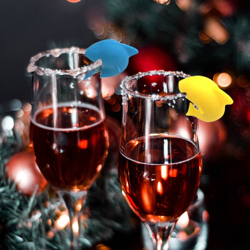 Buy Cute Silicone Glass Identifier Drink Markers Shark And Snail Tools ...