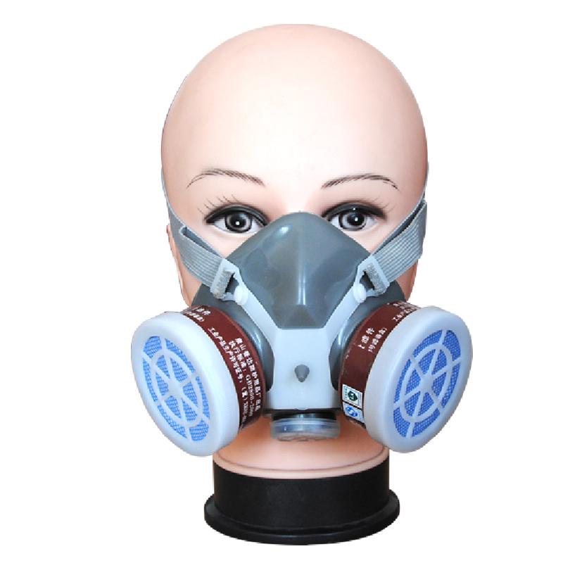 Mască de gaze faciale cu filtru dual, protectie chimica antipraf ...