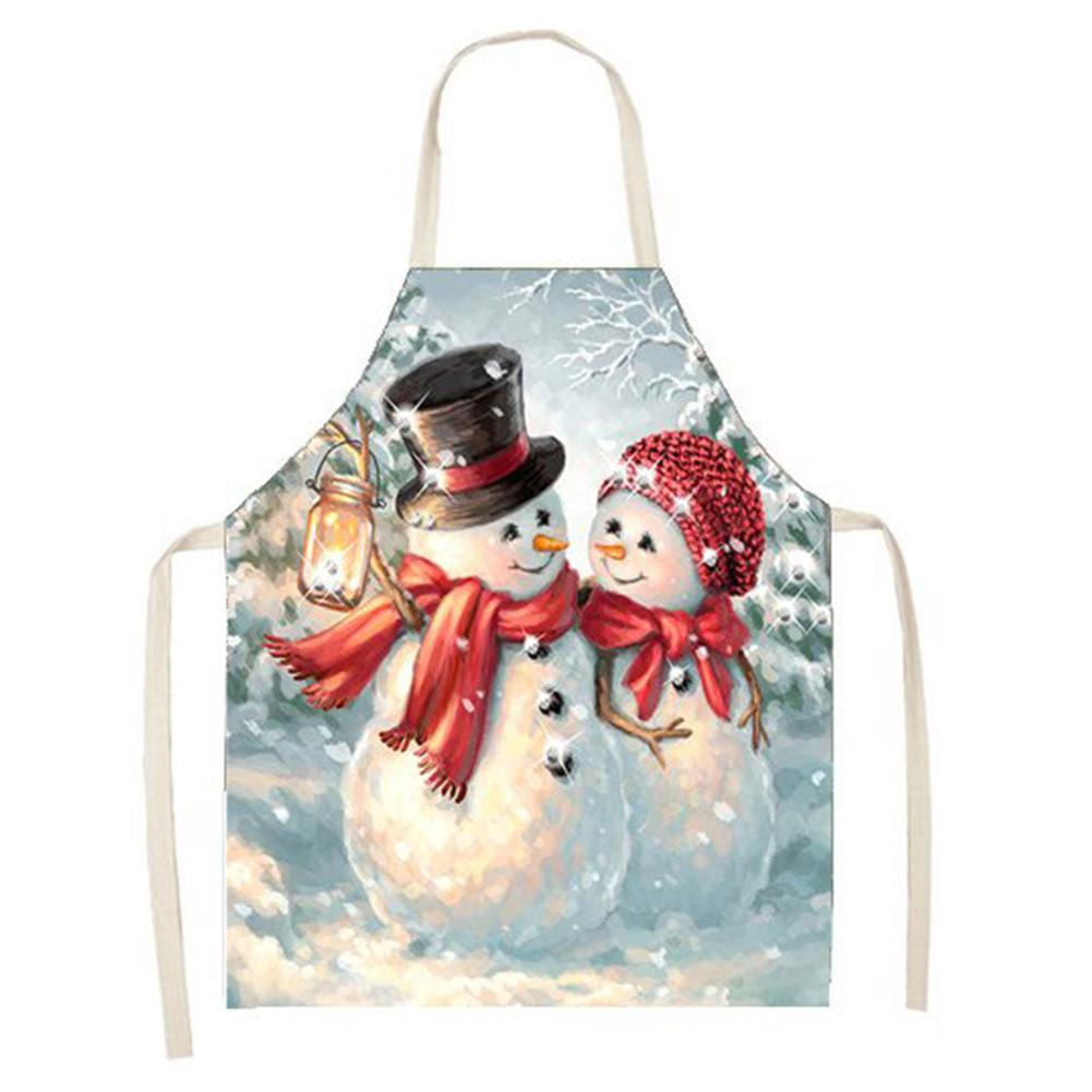 Buy Christmas Snowman Printed Women Aprons Waterproof Linen Oil-proof ...