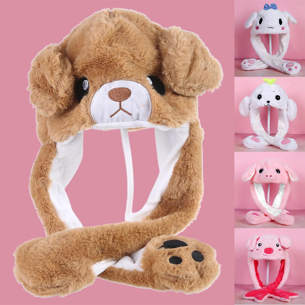 Cheap Funny Animal Plush Hat Cartoon Kawaii Toy Ears Moving Jumping ...