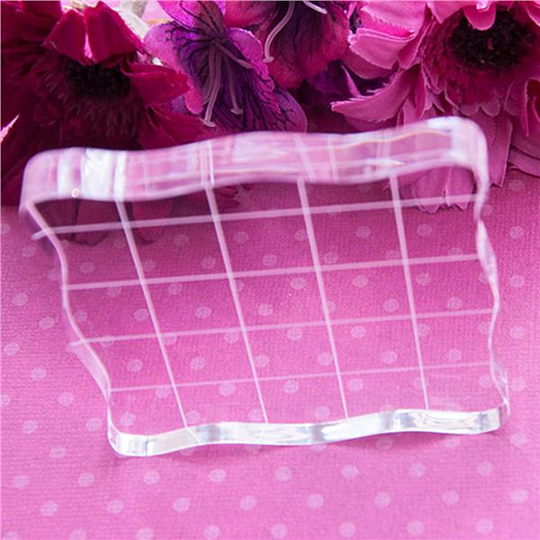 Buy 1 Pc Stamp Block Acrylic Rubber Clear Easy Handle Square Grid ...
