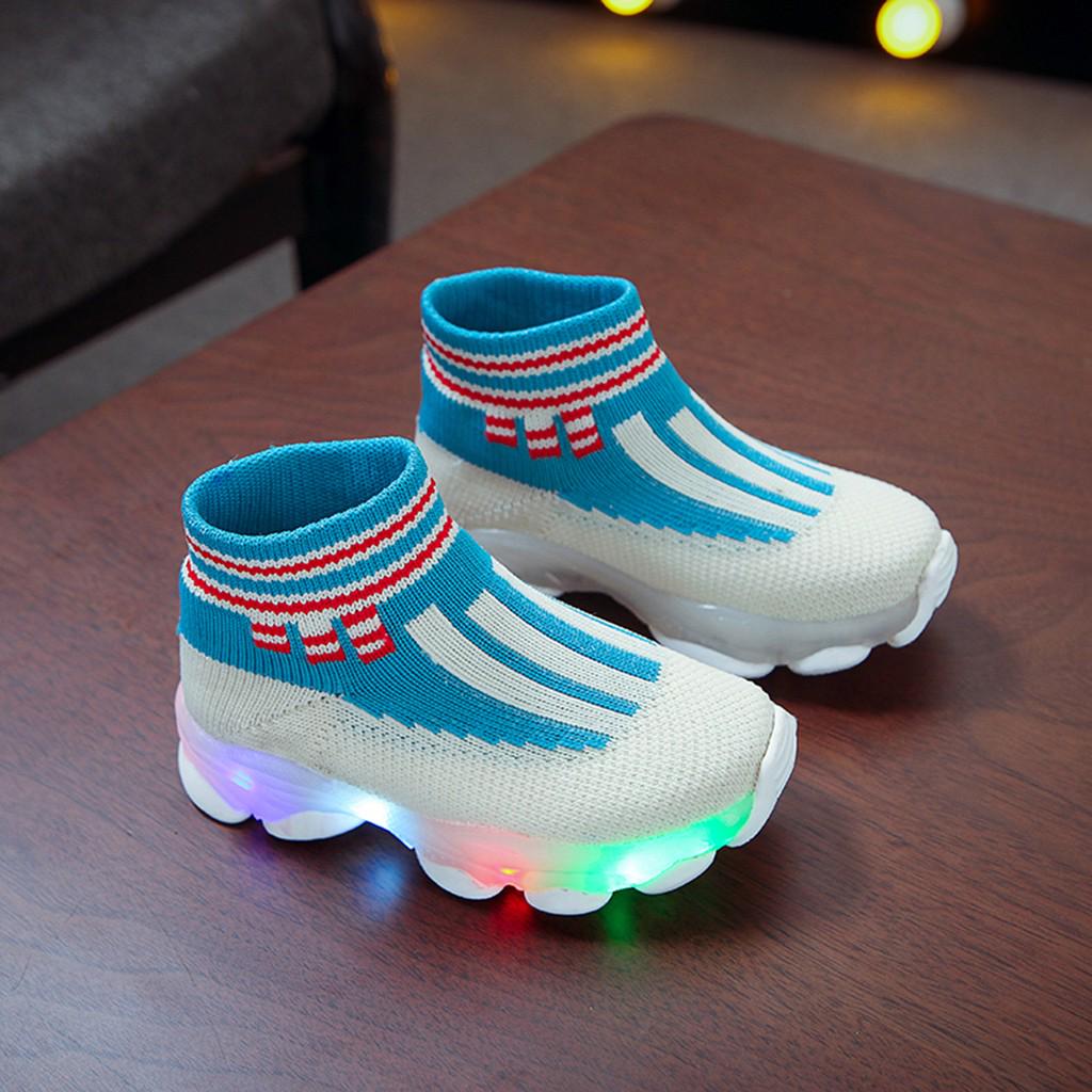 Children Baby Boys Girls Striped Mesh Led Luminous Socks Sport Run ...