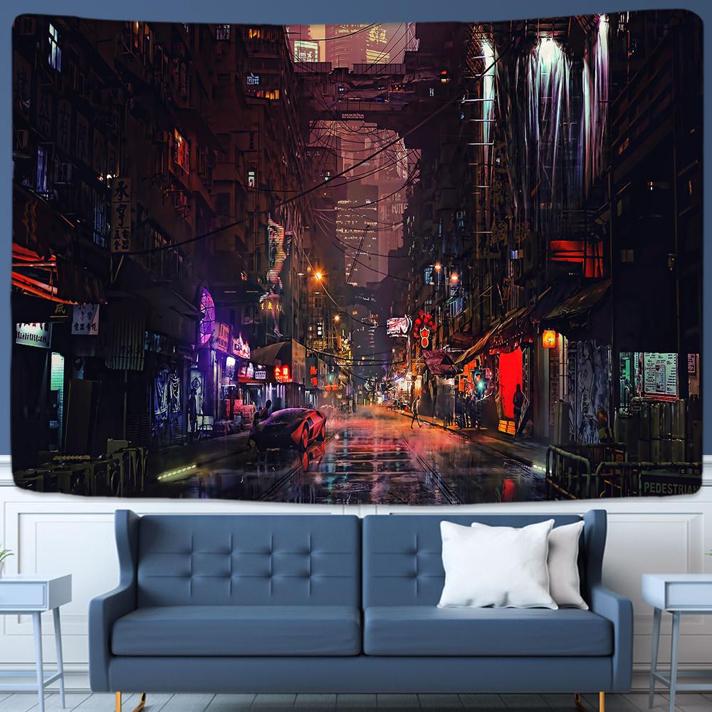 Cheap Cyberpunk Futuristic Steam City Tapestry Art Home Psychedelic ...