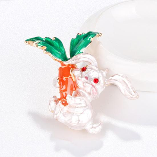 Buy Unisex Rabbit Carrot Enamel Alloy Brooch Pin Badge Suit Corsage ...