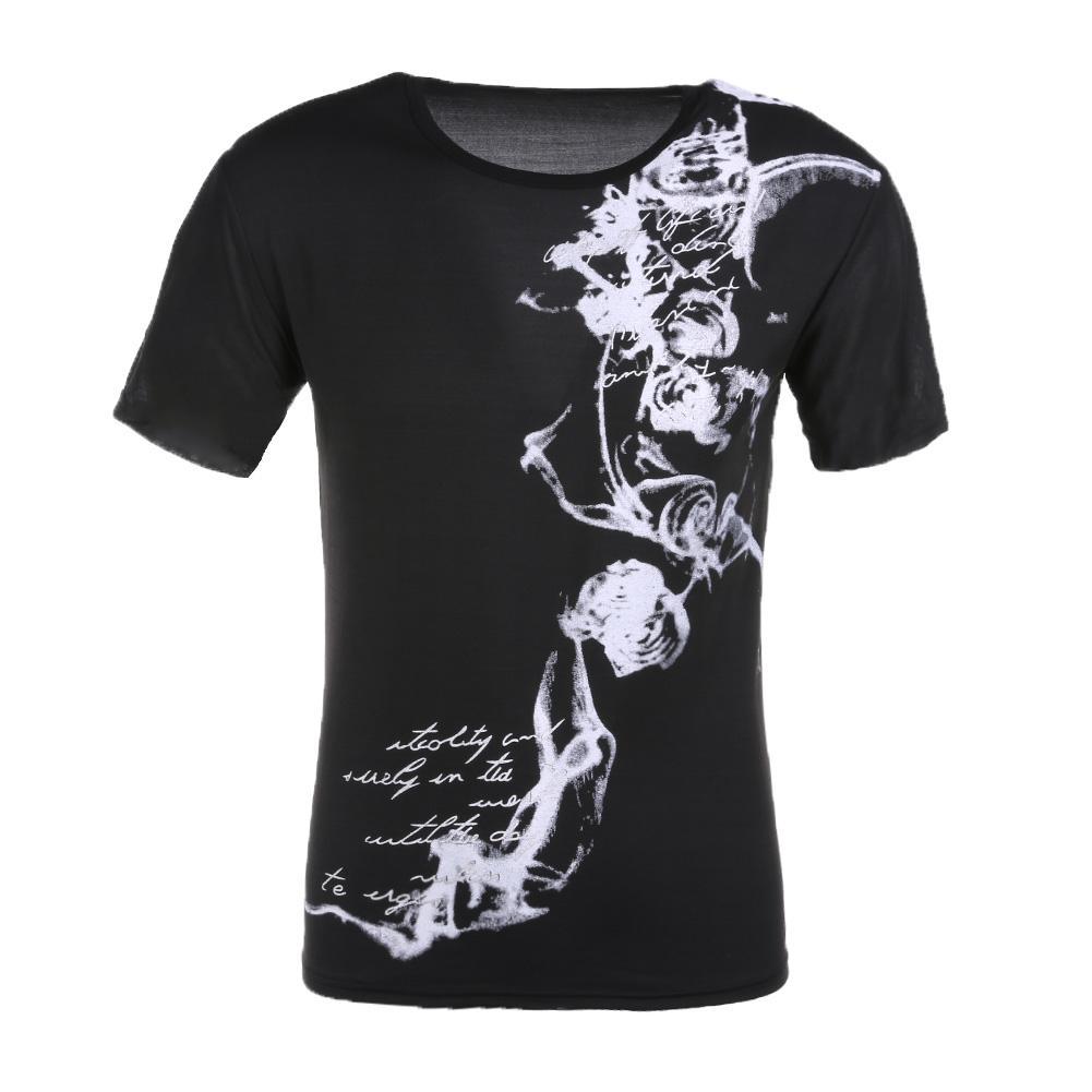 Summer Men Casual Cotton Short Sleeve O Neck Floral Print Slim Fit T Shirt Buy At A Low Prices