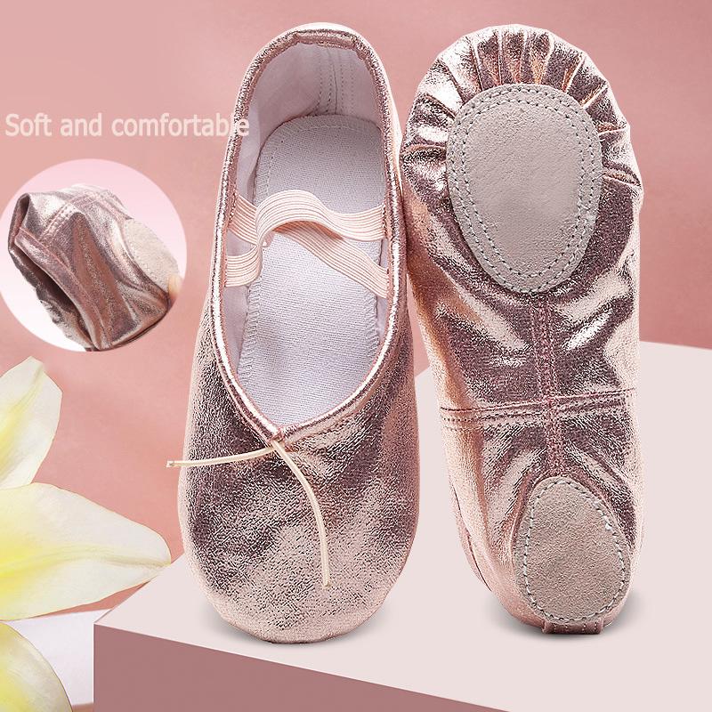 Girls Dance Shoes Soft Bottom Non-slip Crystal Pink Children's PU ...