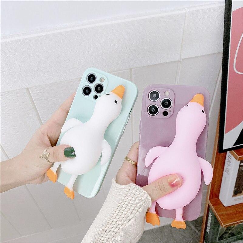 Buy Squeeze Toy 3D Lovely Duck Antistress Case for Iphone Xs Max 11 12 ...
