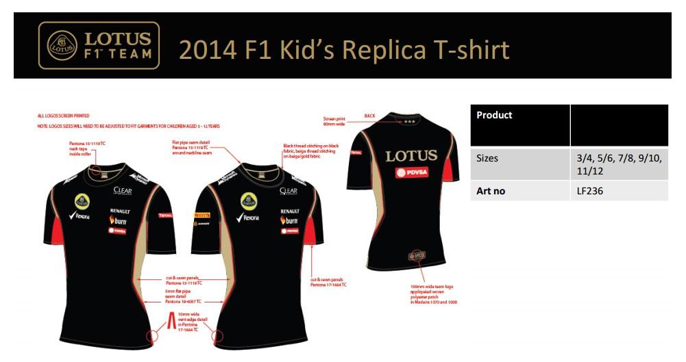 Buy T-Shirt Children kids Formula One 1 Lotus F1 PDVSA Sponsor 2014/5 ...