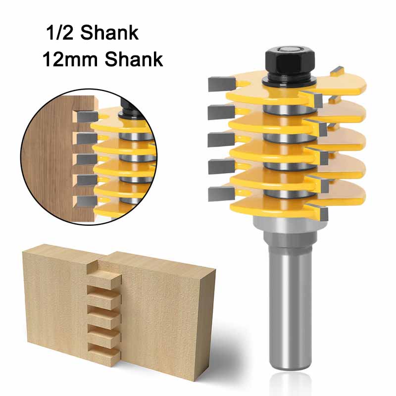 1Pcs 12mm Shank Adjustable 5 Blade - 3 Flute Box Joint Router Bit For ...