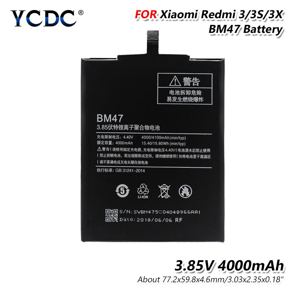 Original DC 3.85V BM47 Battery 4000mAh High Capacity For Xiaomi Redmi 3 ...