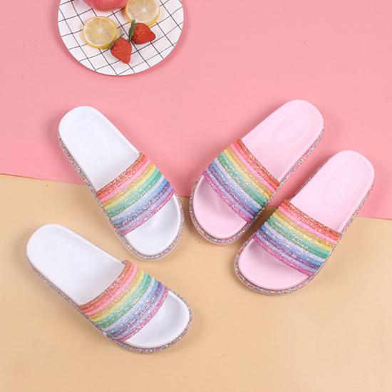 Buy Summer Women Rainbow Slippers Thick Bottom Lightweight Breathable ...