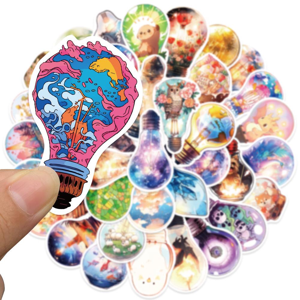Cheap 10/50pcs INS Style Fantastic Light Bulb World stickers Cartoon ...