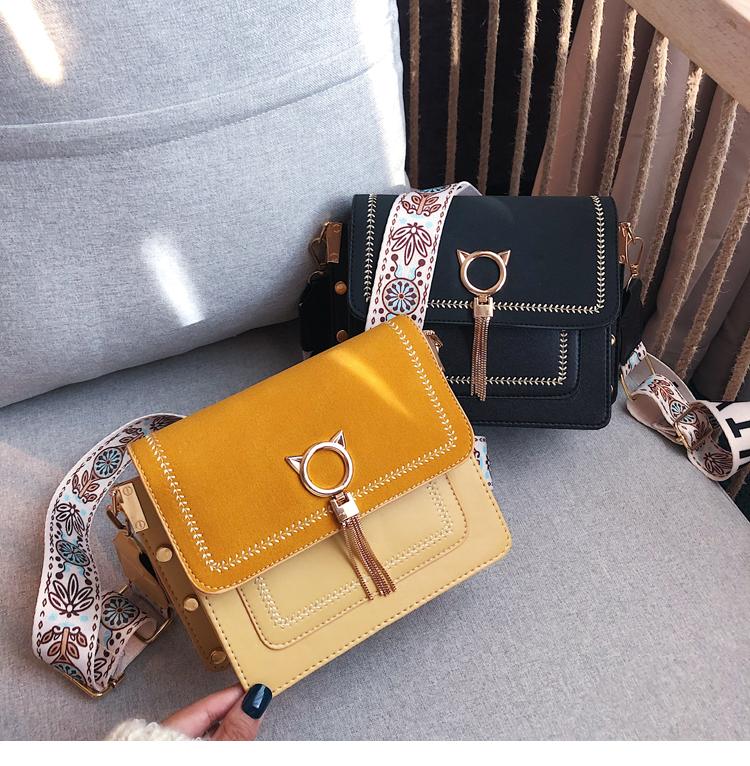 Buy Women Fashion Wide Strap Tassels Shoulder Bag Leather Crossbody ...