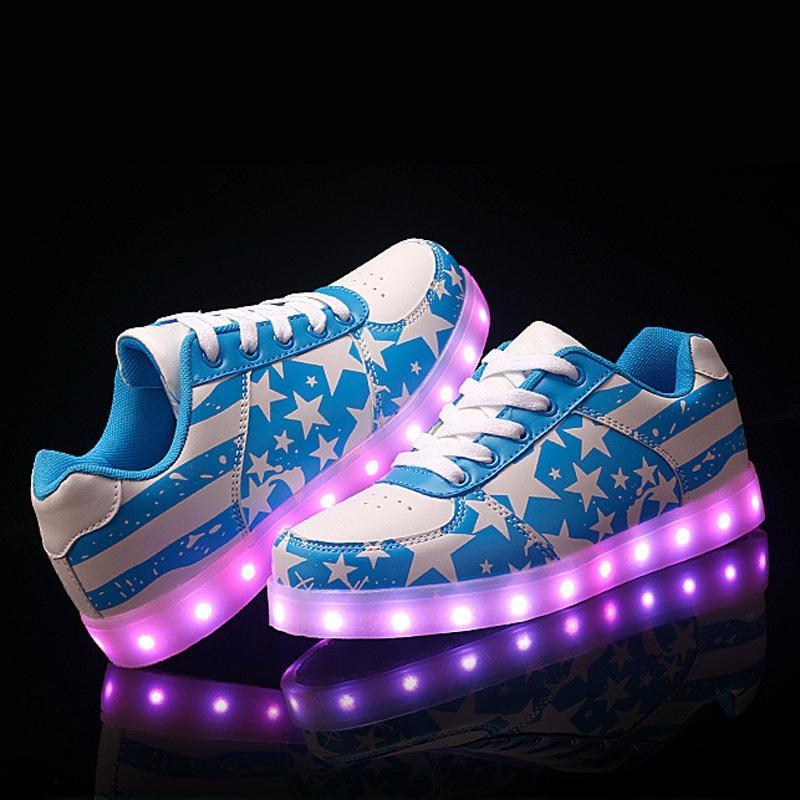 Buy 7 Colors Women Men's Flag LED Night Light Shoes Light Up Luminous ...