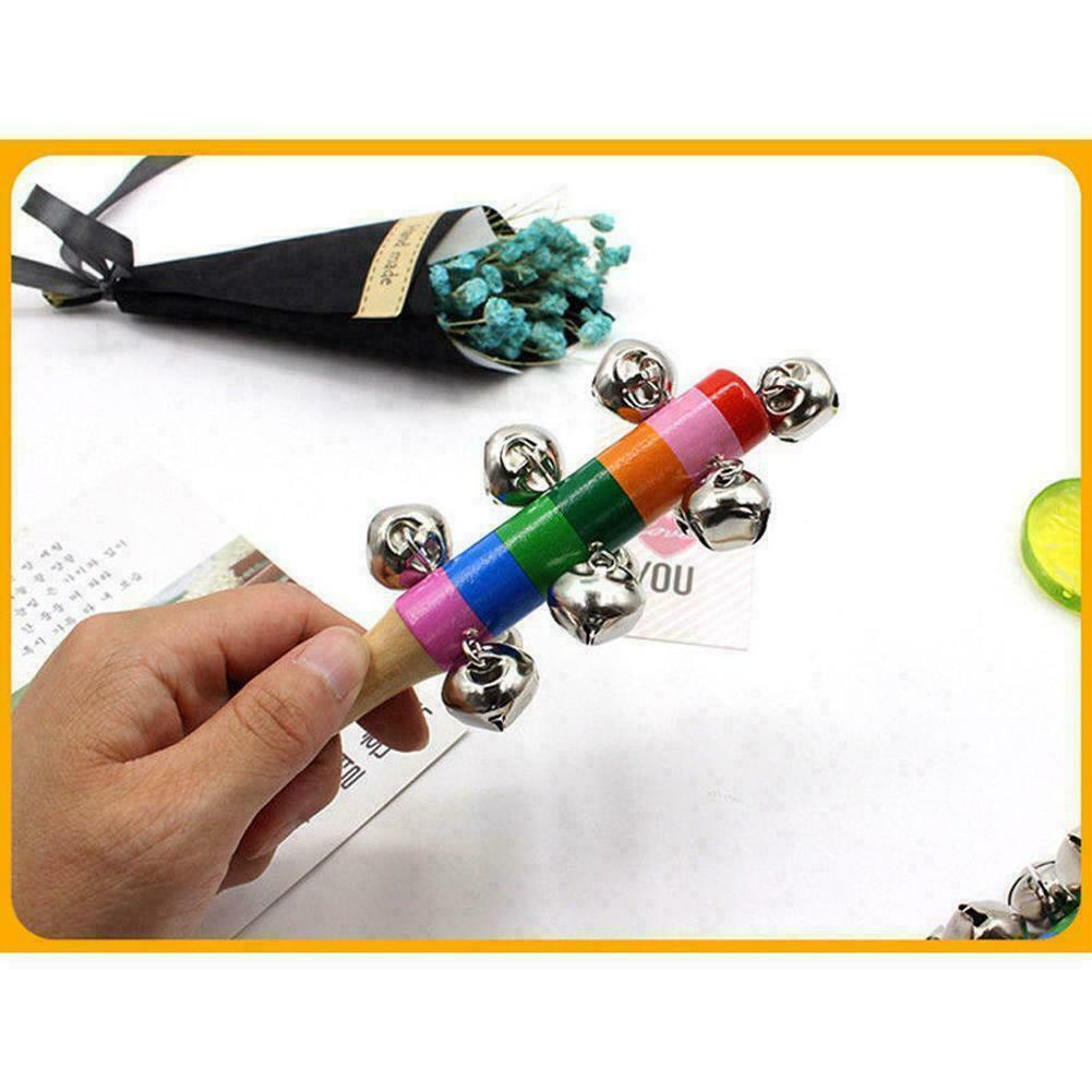 Buy Sensory Wooden Baby Shaker Rattle Crying Stick 10 Bells Kids Jingle ...