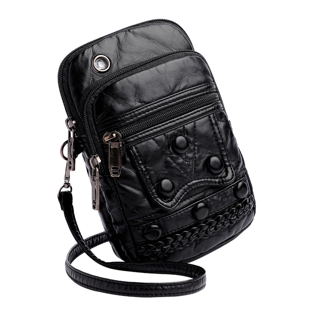 Buy Retro Soft PU Women Phone Pouch Wallet Solid Color Shoulder ...