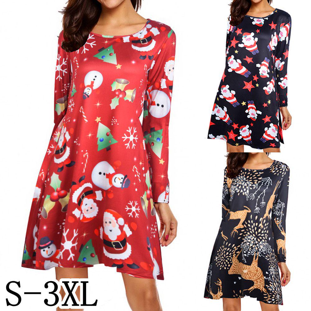 Buy Tree Women Xmas Long Sleeve Santa Outfit Christmas Cozy Flared ...